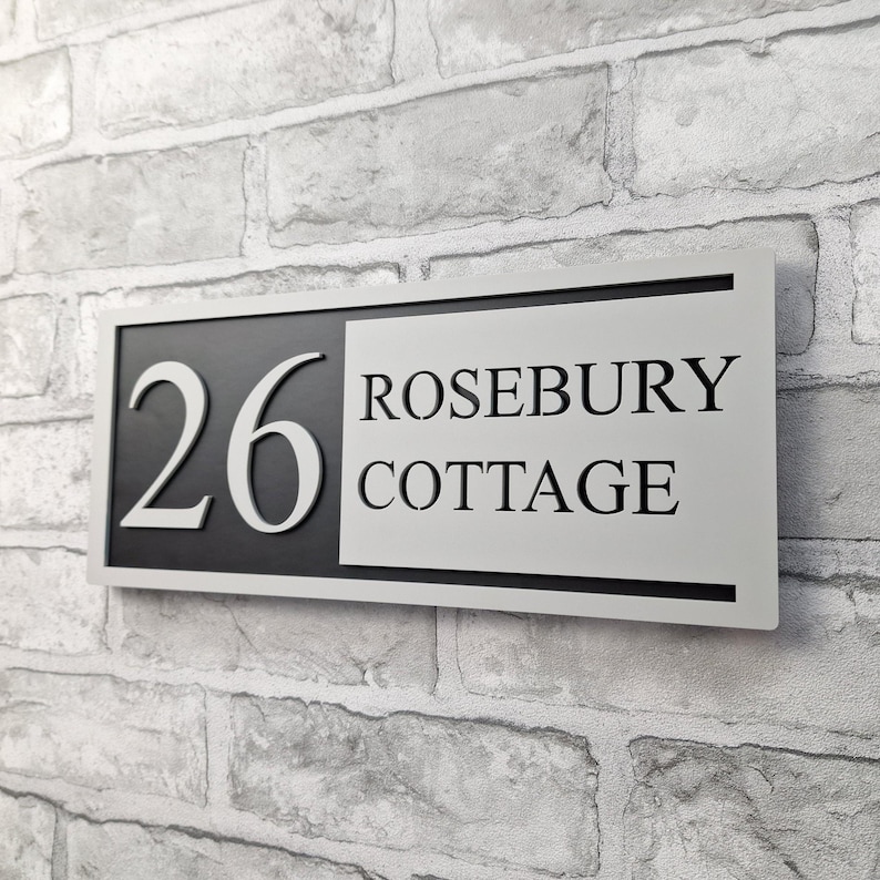 Personalized Modern House Sign: Matte Ash Grey Acrylic Door Number ...