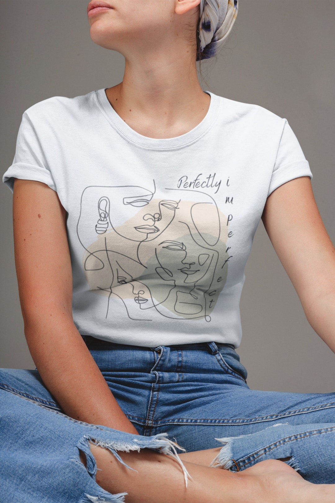 Minimalist Abstract Face's T-shirt, Perfectly Imperfect, Hand Drawn ...