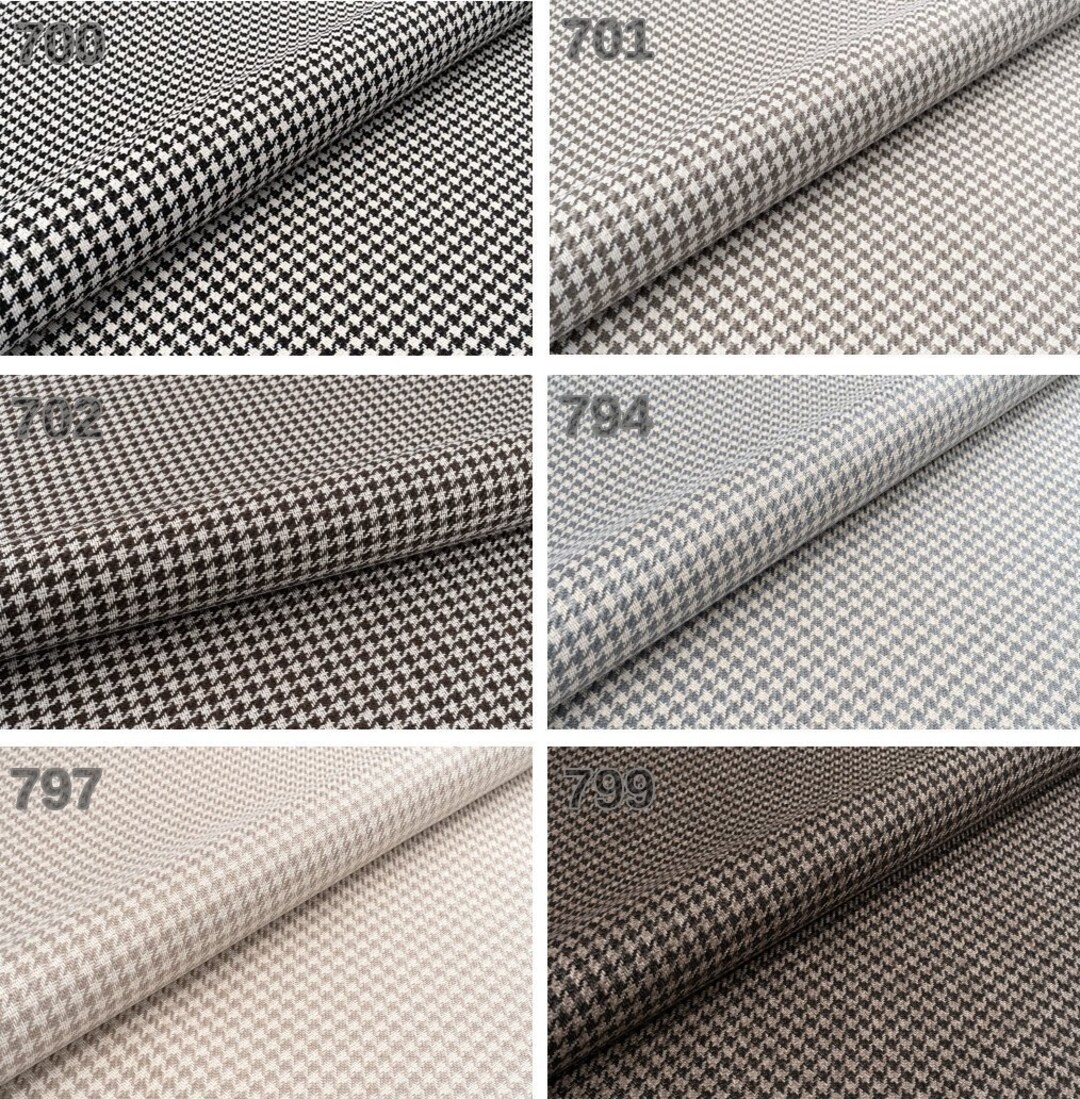 Houndstooth Fabric by the Yard. 10 Colours. Upholstery Fabric. Textured ...