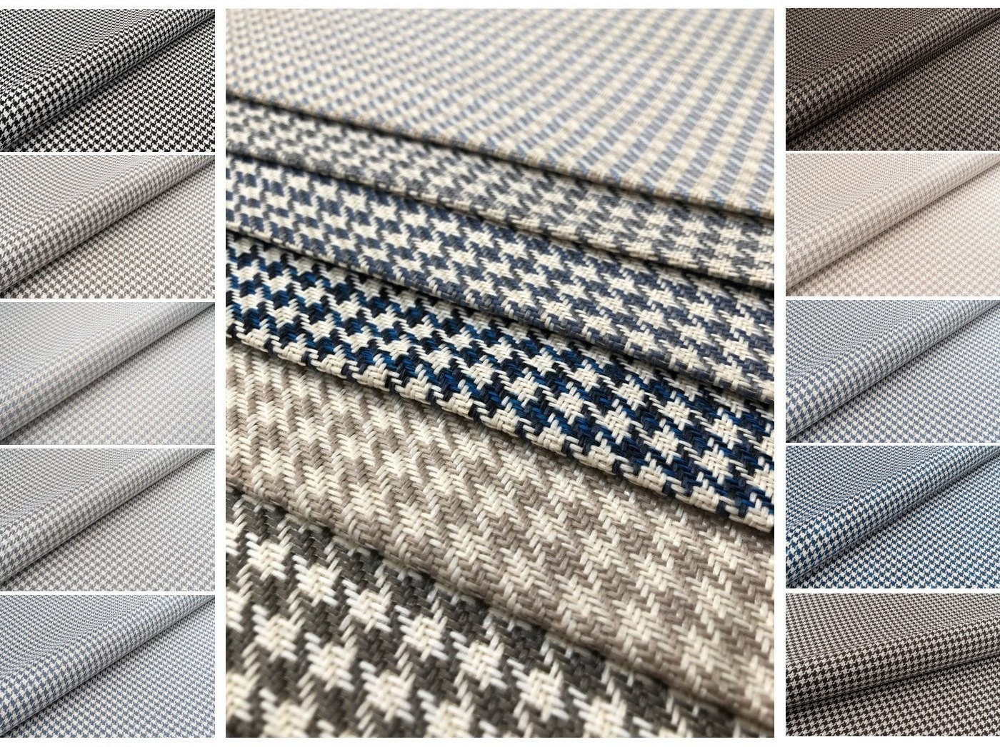Houndstooth Fabric by the Yard. 10 Colours. Upholstery Fabric. Textured ...