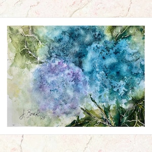 Hydrangeas in Abstract Original 9"x12" Watercolor Impressionistic ...