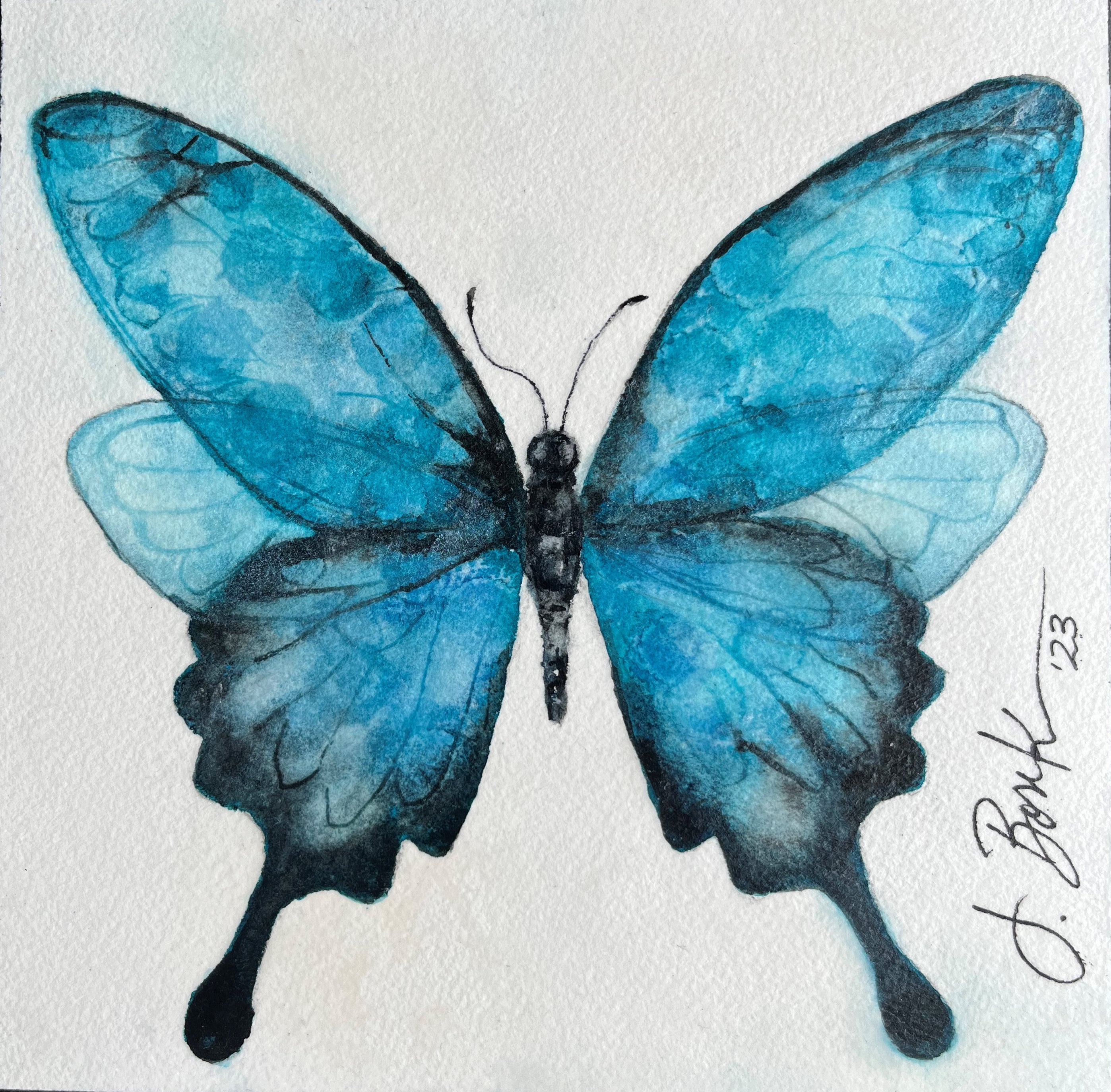 Blue Butterfly Original 8x8 Watercolor Painting - Etsy