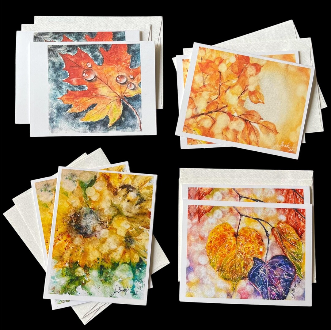 SHADES OF AUTUMN Notecards - 8 Small 4.25"x5.50" Blank Folded Cards ...