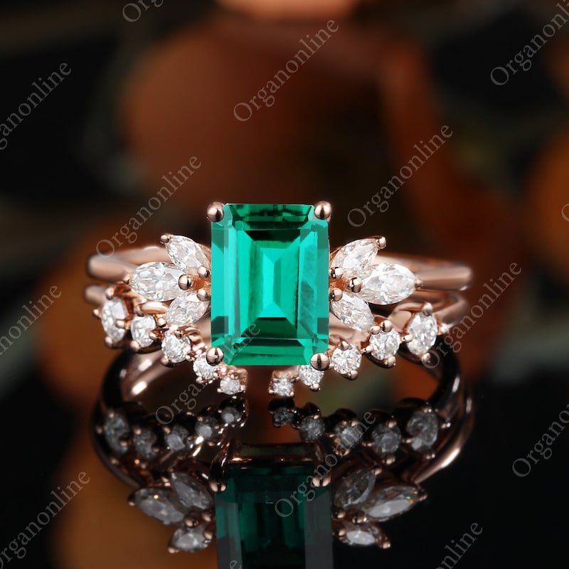 Unique Emerald Ring - Etsy
