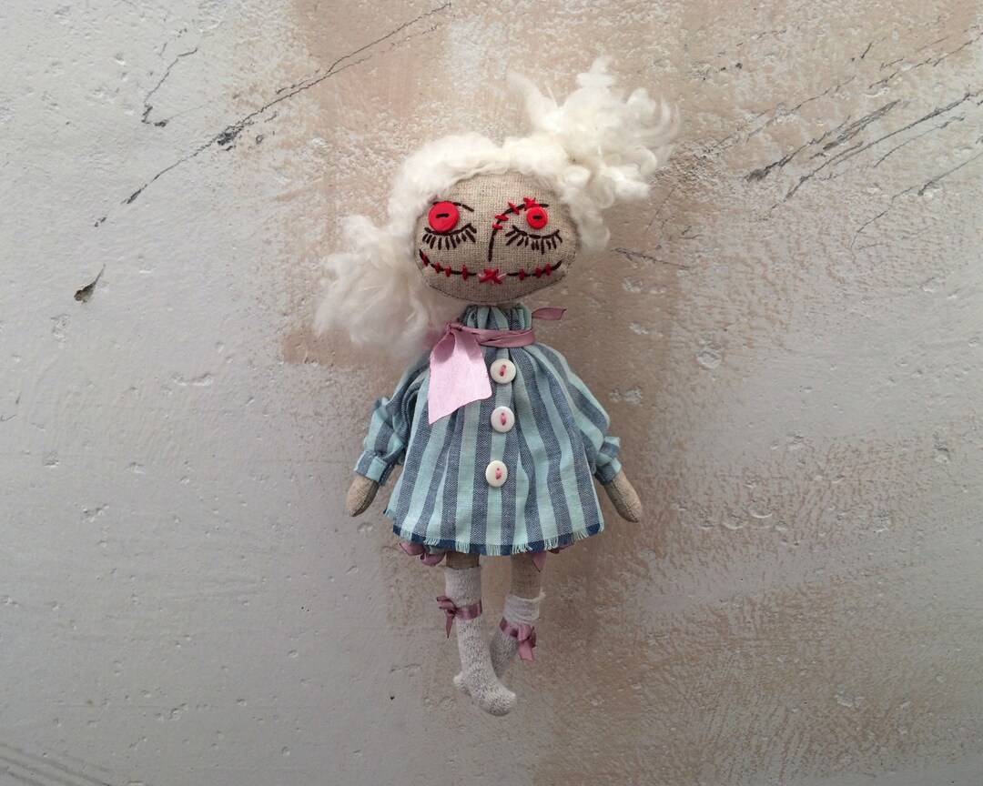 Handmade Creepy Doll, Primitive Rag Weird Doll, Haunted OOAK Halloween ...