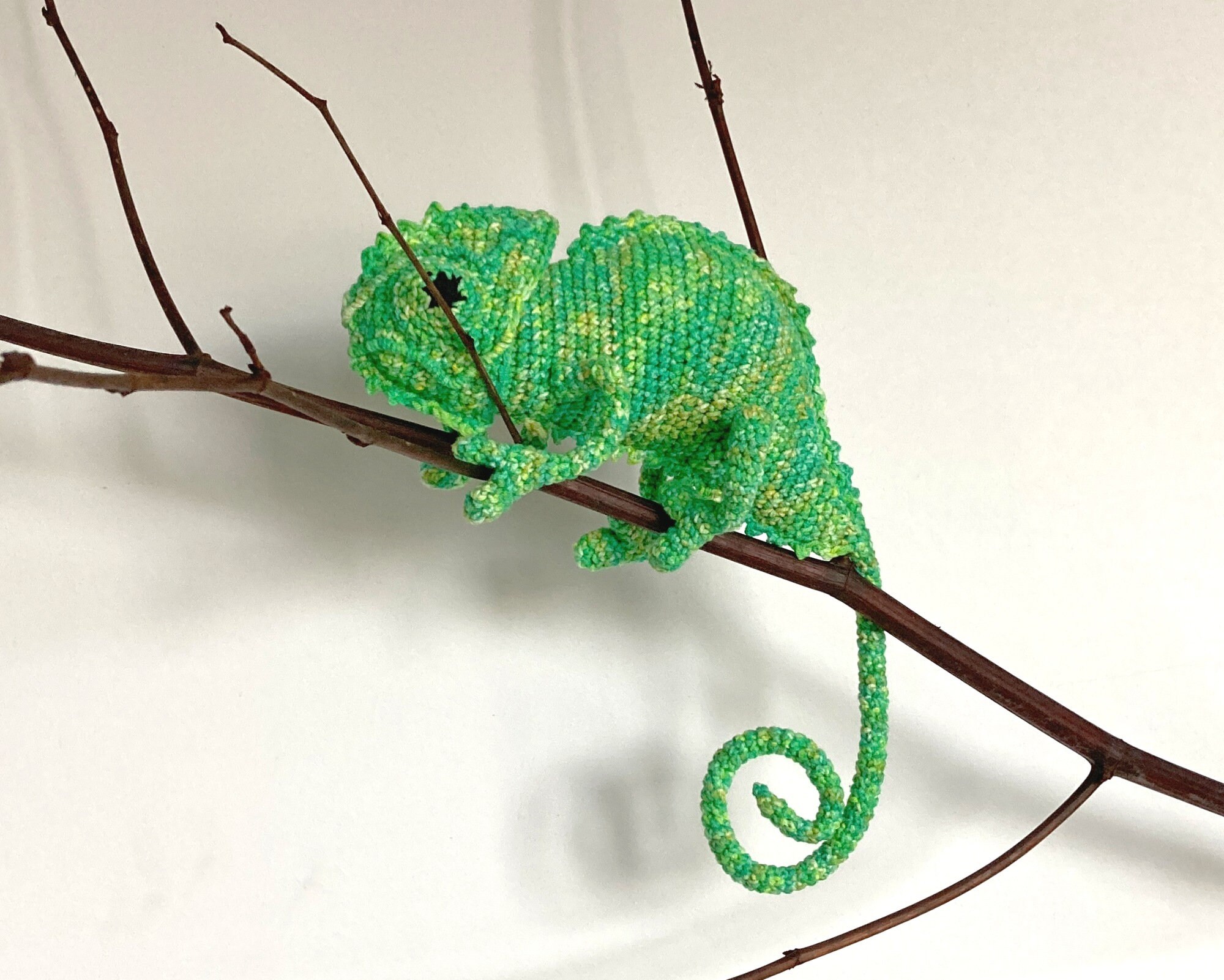 Stuffed Amigurumi Chameleon, Crochet Lizard in Green Color, Reptile ...