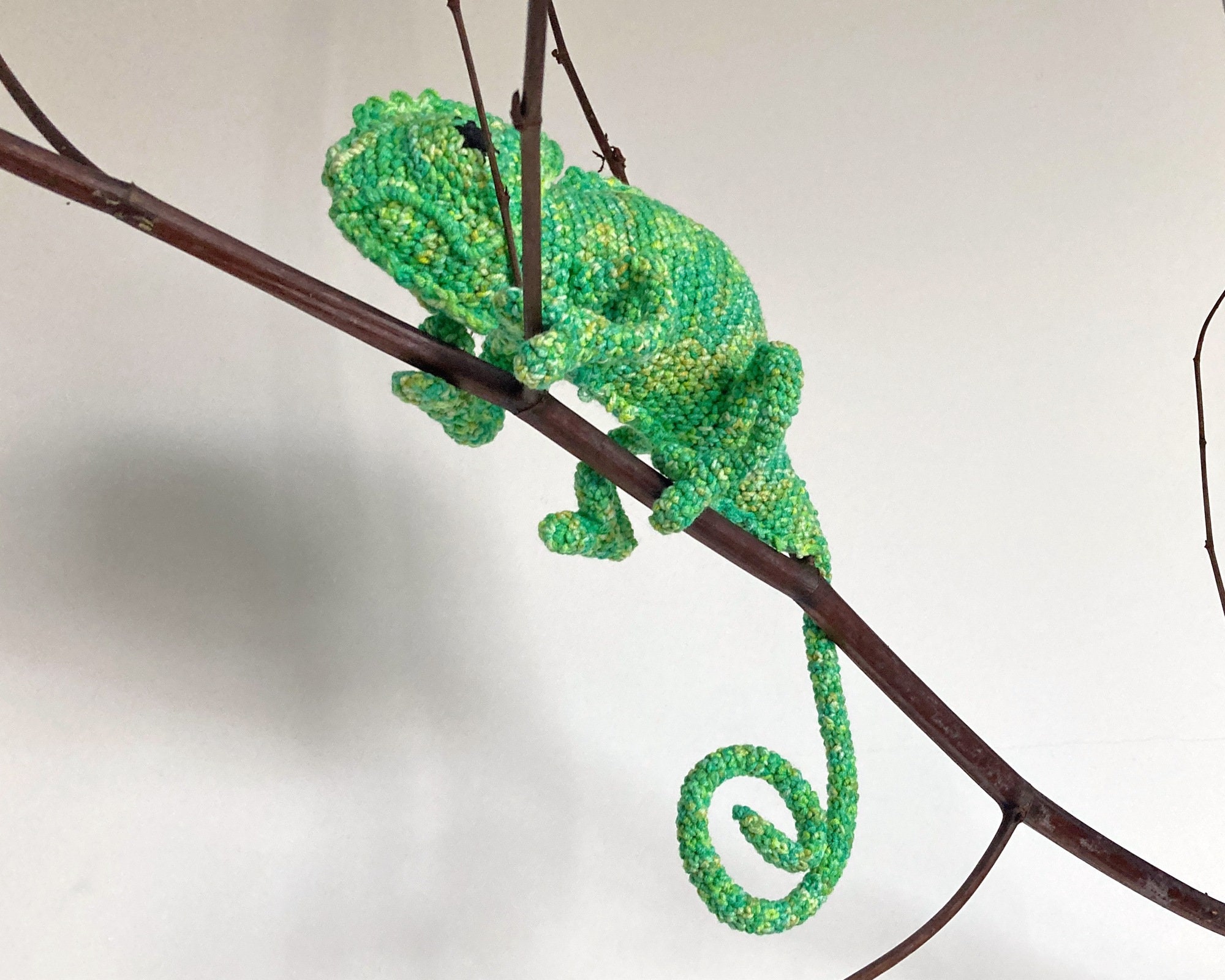 Stuffed Amigurumi Chameleon, Crochet Lizard in Green Color, Reptile ...