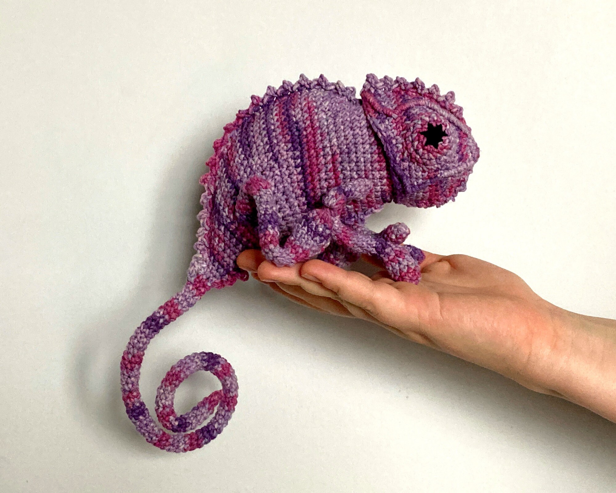 Purple Crochet Chameleon, Stuffed Reptile, Amigurumi Lizard, Mini ...