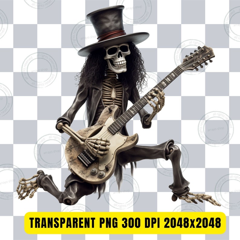 Skeleton Guitar PNG for 20oz Tumbler Sublimation Slash Gnr - Etsy