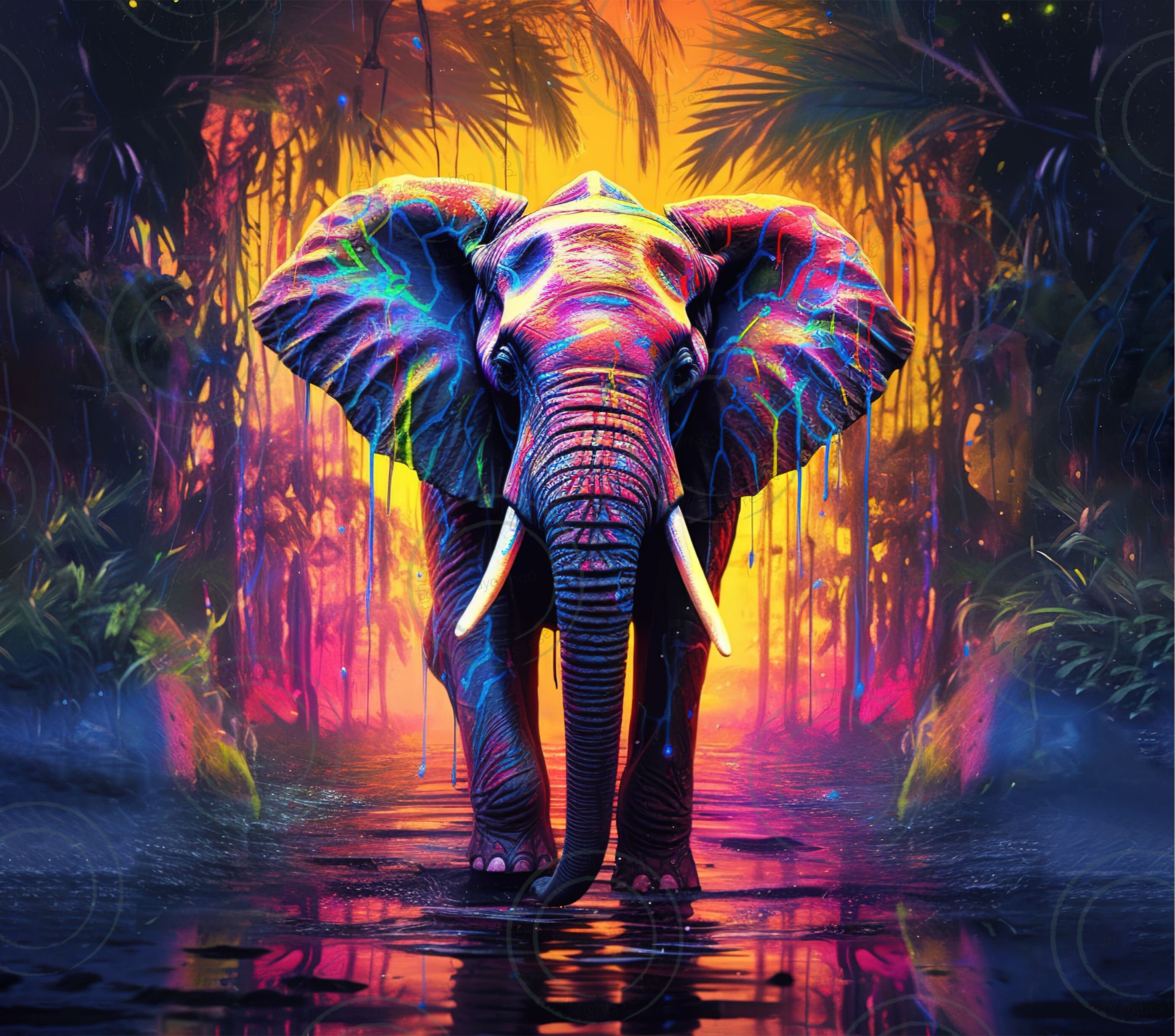 Colorful Elephant PNG for Sublimation on 20 Oz Tumblers Vibrant Colors ...