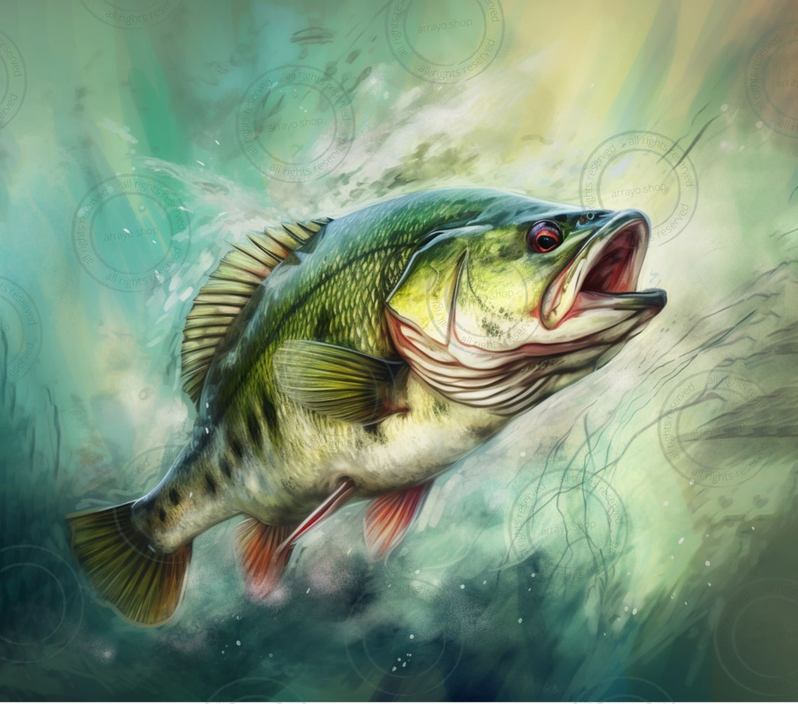 Bass Tumbler Sublimation Design Bass Fishing Stained Glass 20 Oz ...