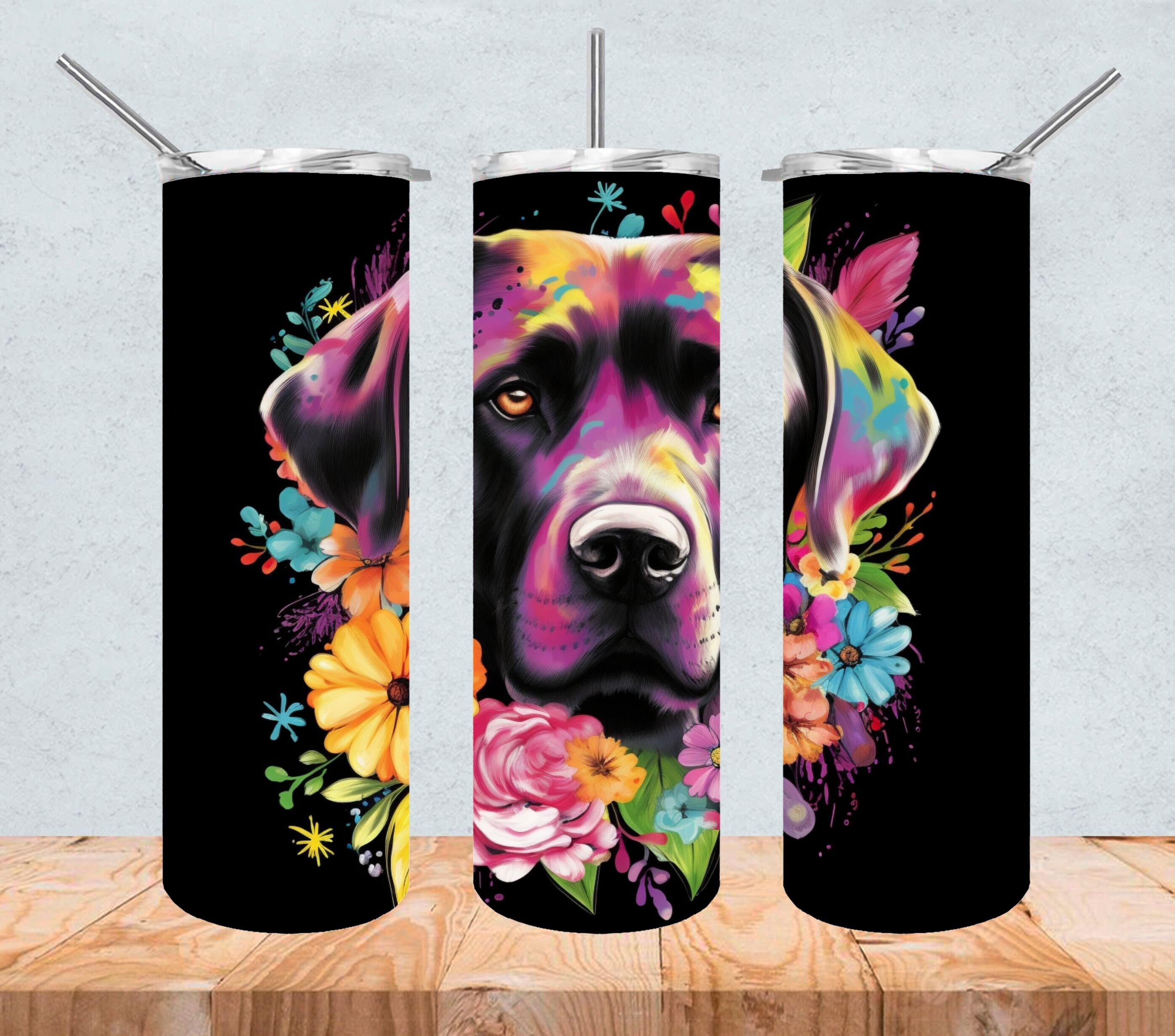 Labrador Retriever PNG Tumbler Warp Colorful Dog Design 20 Oz Tumbler ...