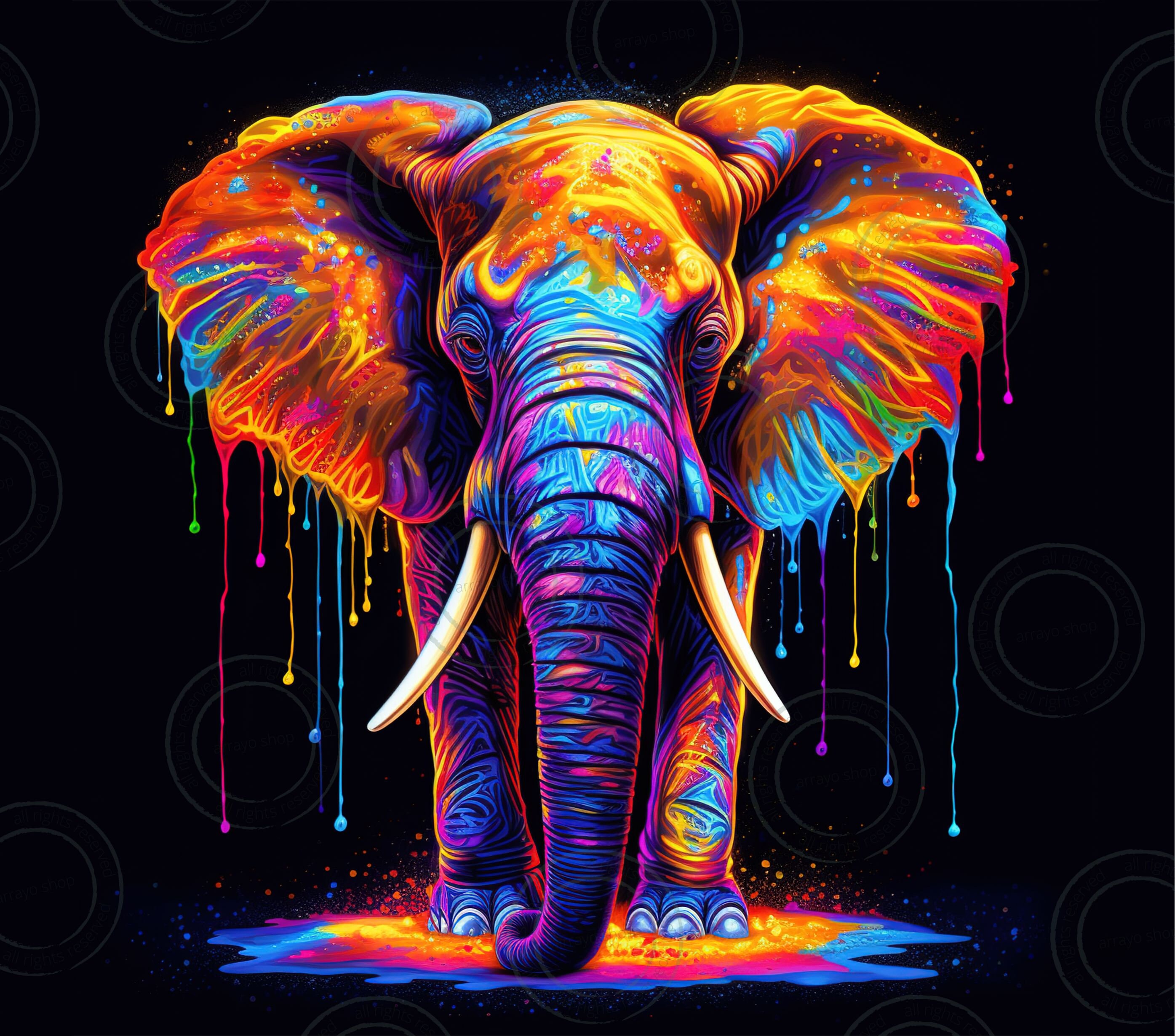 Colorful Elephant PNG for Sublimation on 20 Oz Tumblers Vibrant Colors ...