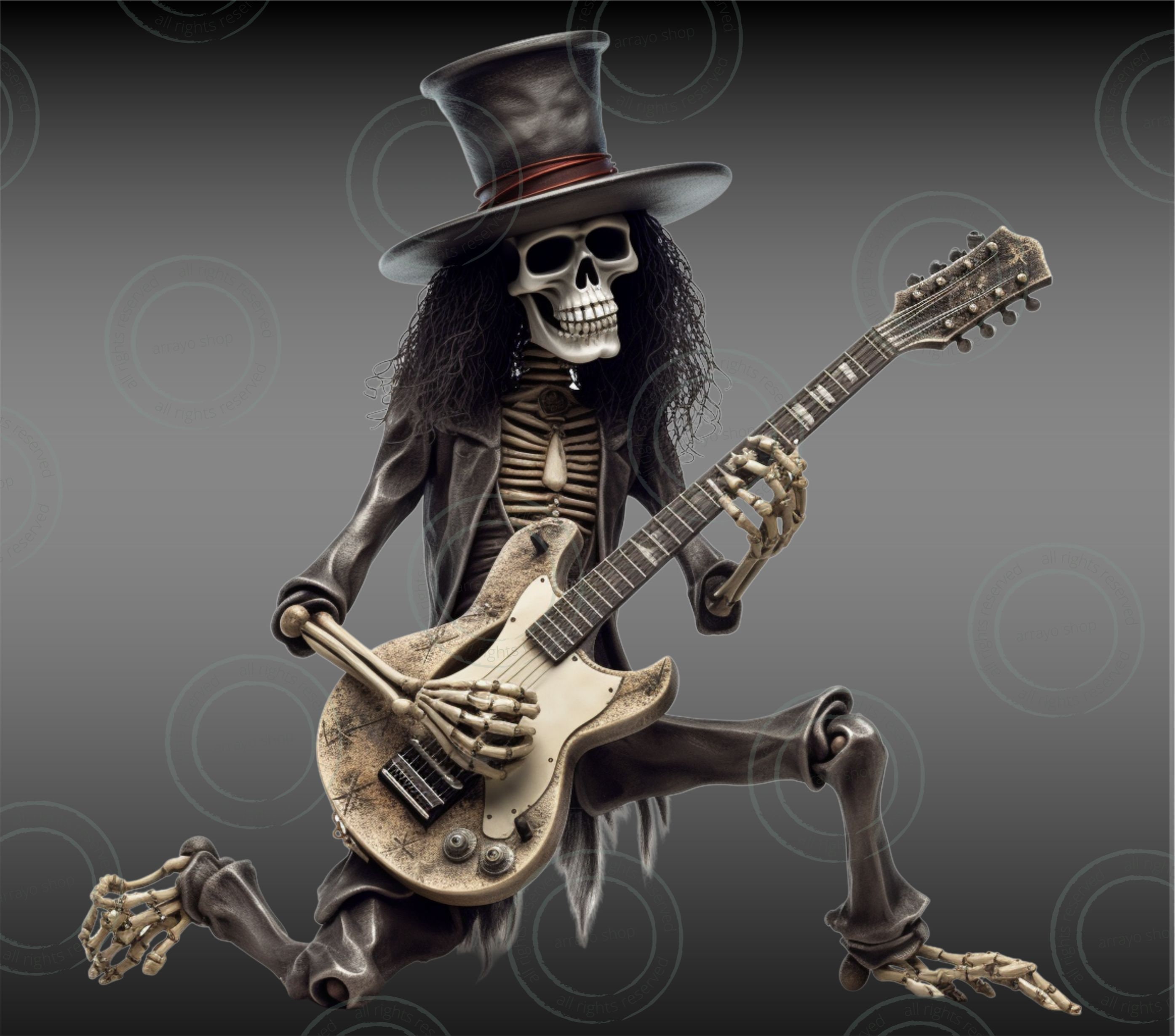Skeleton Guitar PNG for 20oz Tumbler Sublimation Slash Gnr Inspired ...