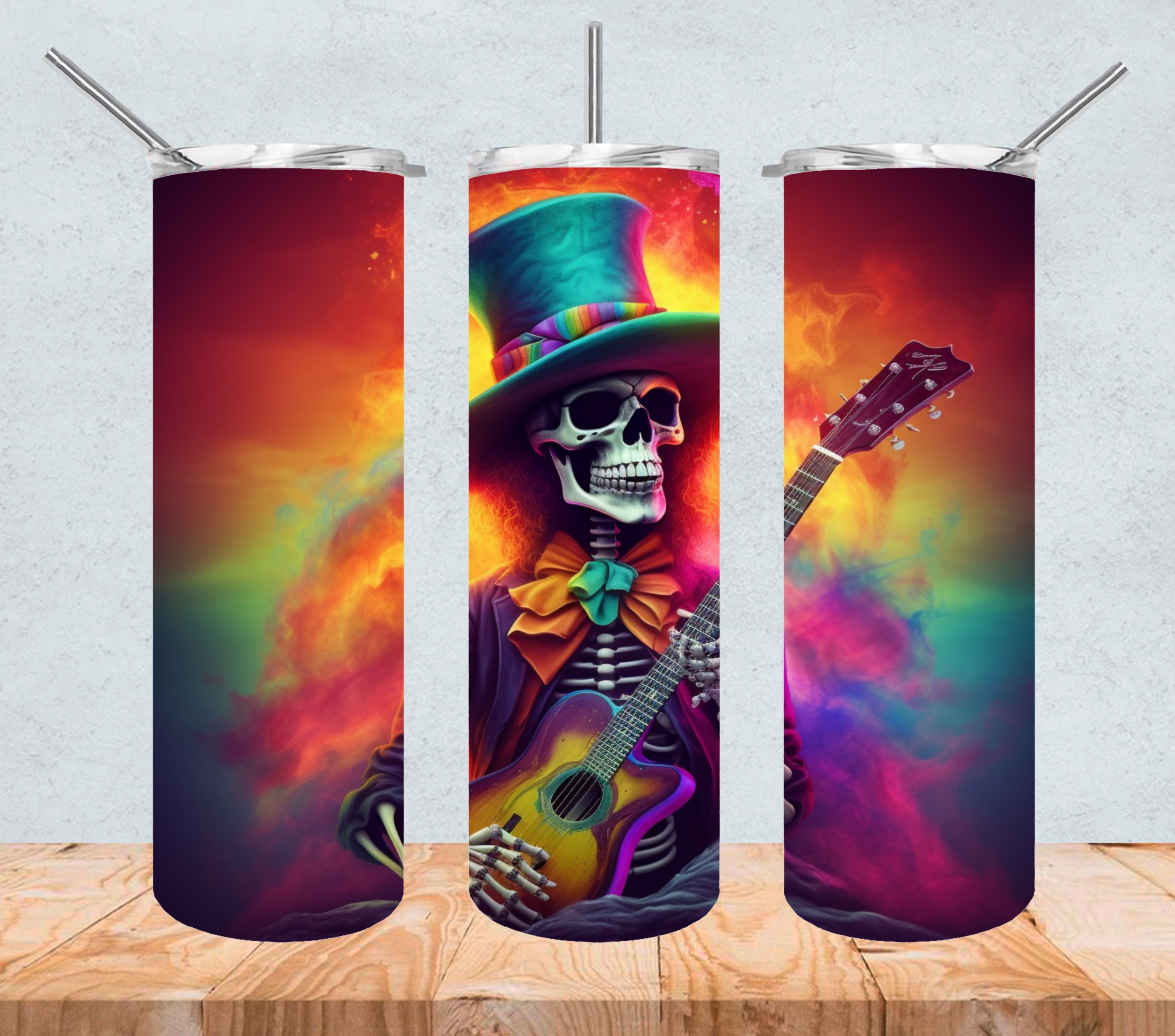 Rockstar Skeleton in Hat Playing Guitar Sublimation Design Png Funny ...