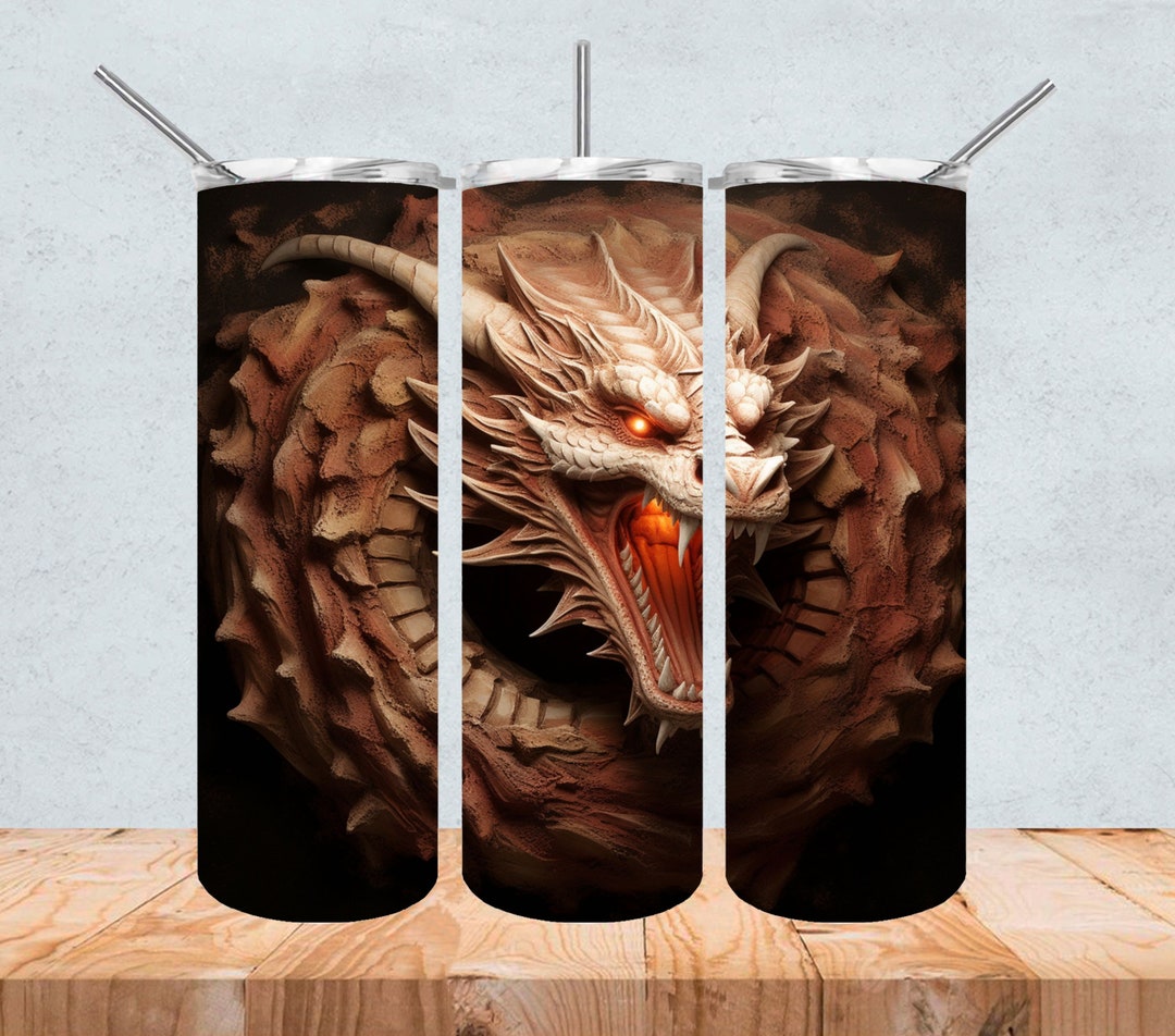3D Dragon Tumbler Sublimation PNG for Fantasy Enthusiasts Fire Dragon ...
