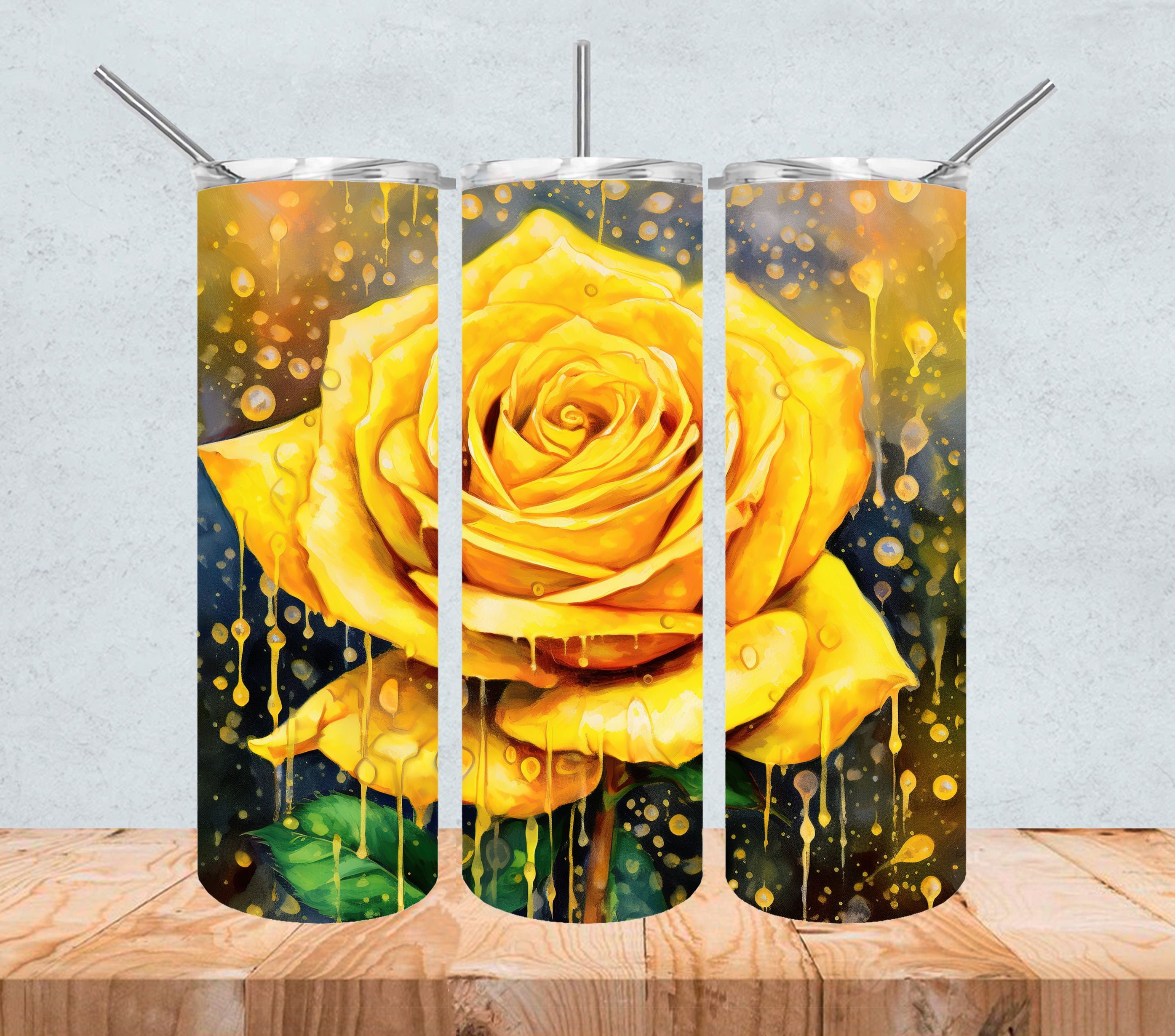 Yellow Rose Sublimation PNG for 20 Oz Tumblers Flower Sublimation ...