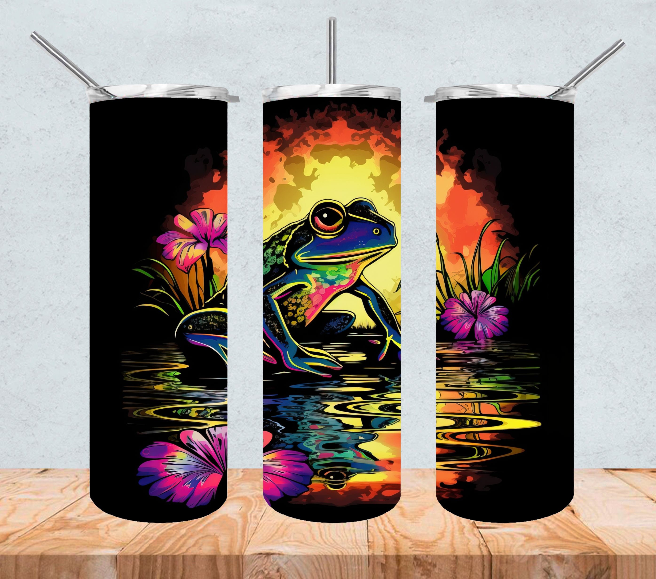 Colorful Frog Png Tumbler Warp Design Sublimation Frog Alcohol Ink ...