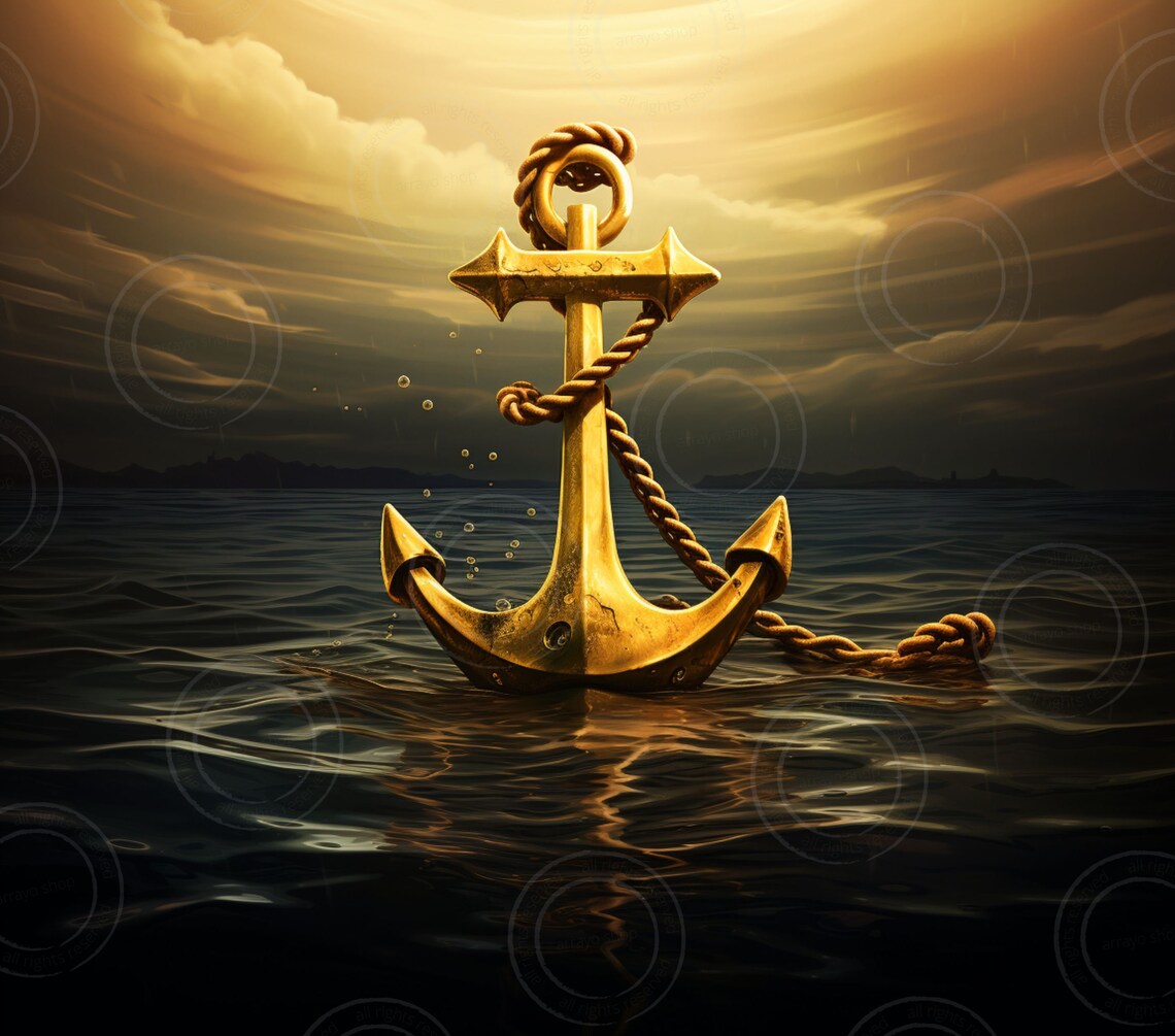 Gold Anchor Tumbler Wrap Anchor PNG Design 20 Oz Tumbler Wrap Anchor ...