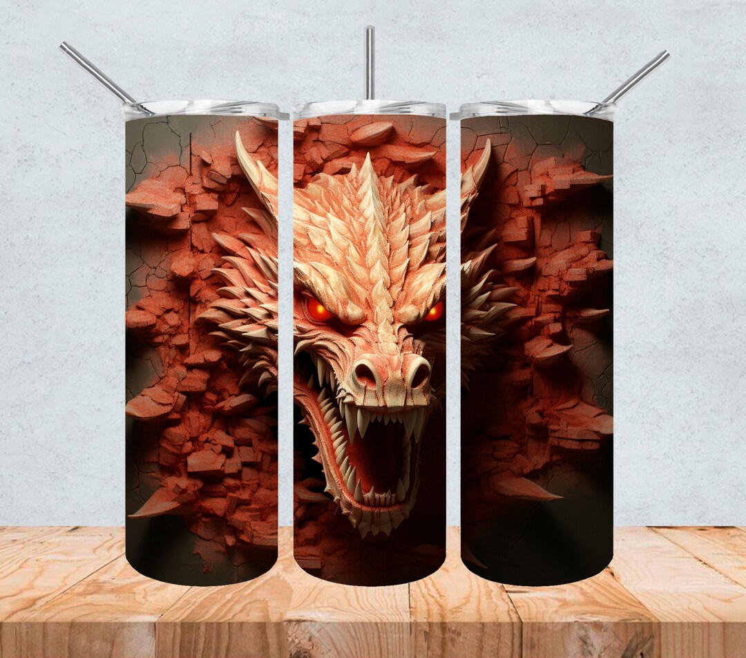 3D Dragon Tumbler Sublimation PNG for Fantasy Enthusiasts Red Dragon ...