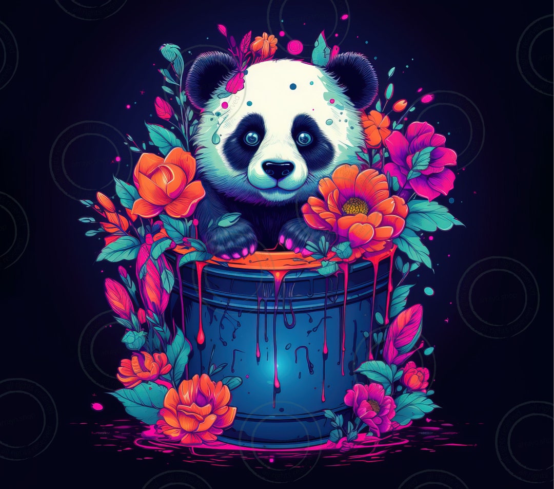Panda in a Bucket 20 Oz Tumbler Wrap Vibrant Colors Baby Panda ...