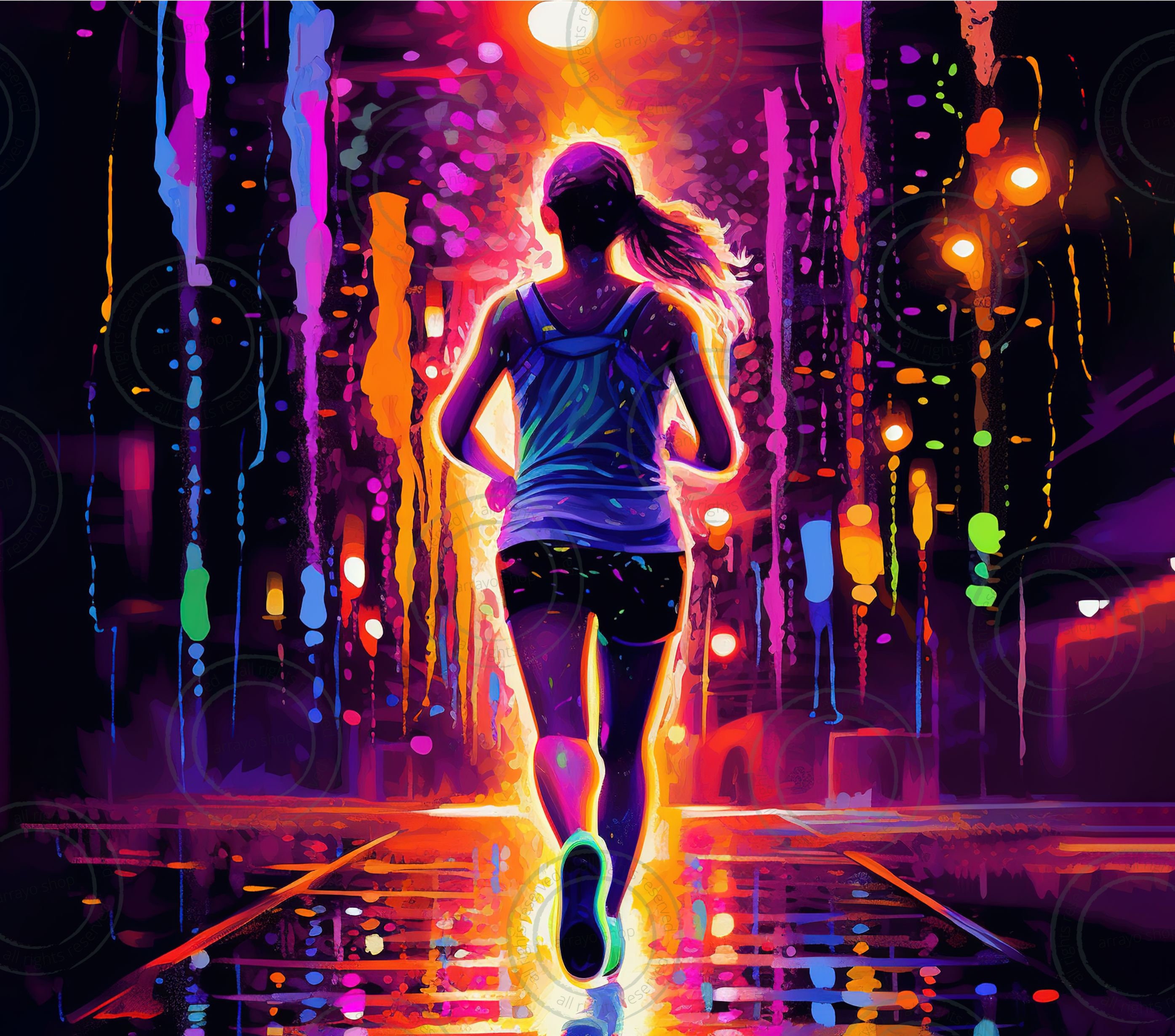 Neon City Runner Digital PNG File for 20 Oz Tumblers Sports Girl Gift ...