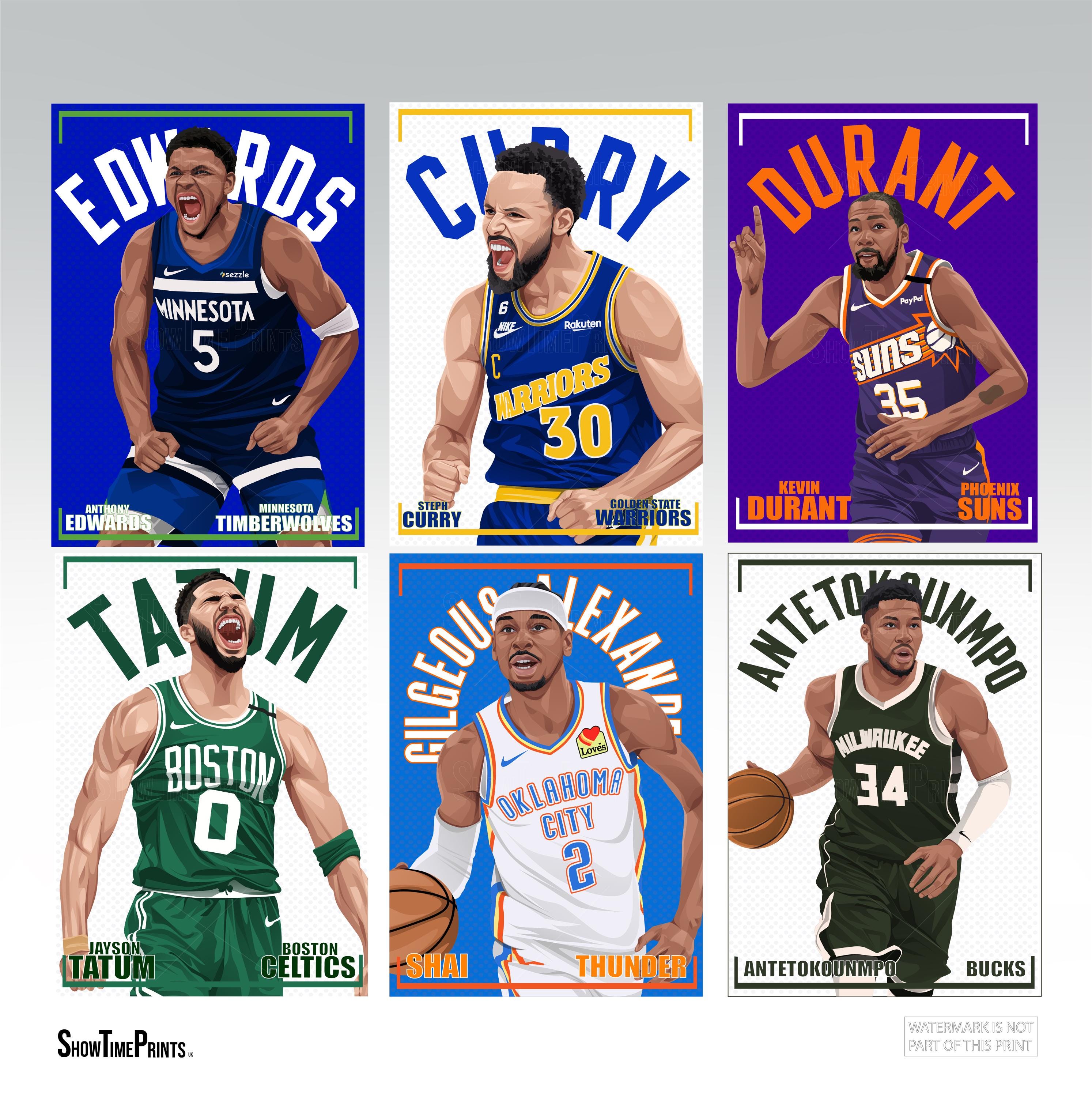 Basketball Posters, Choose From the Worlds Best - Curry, Tatum, Edwards ...