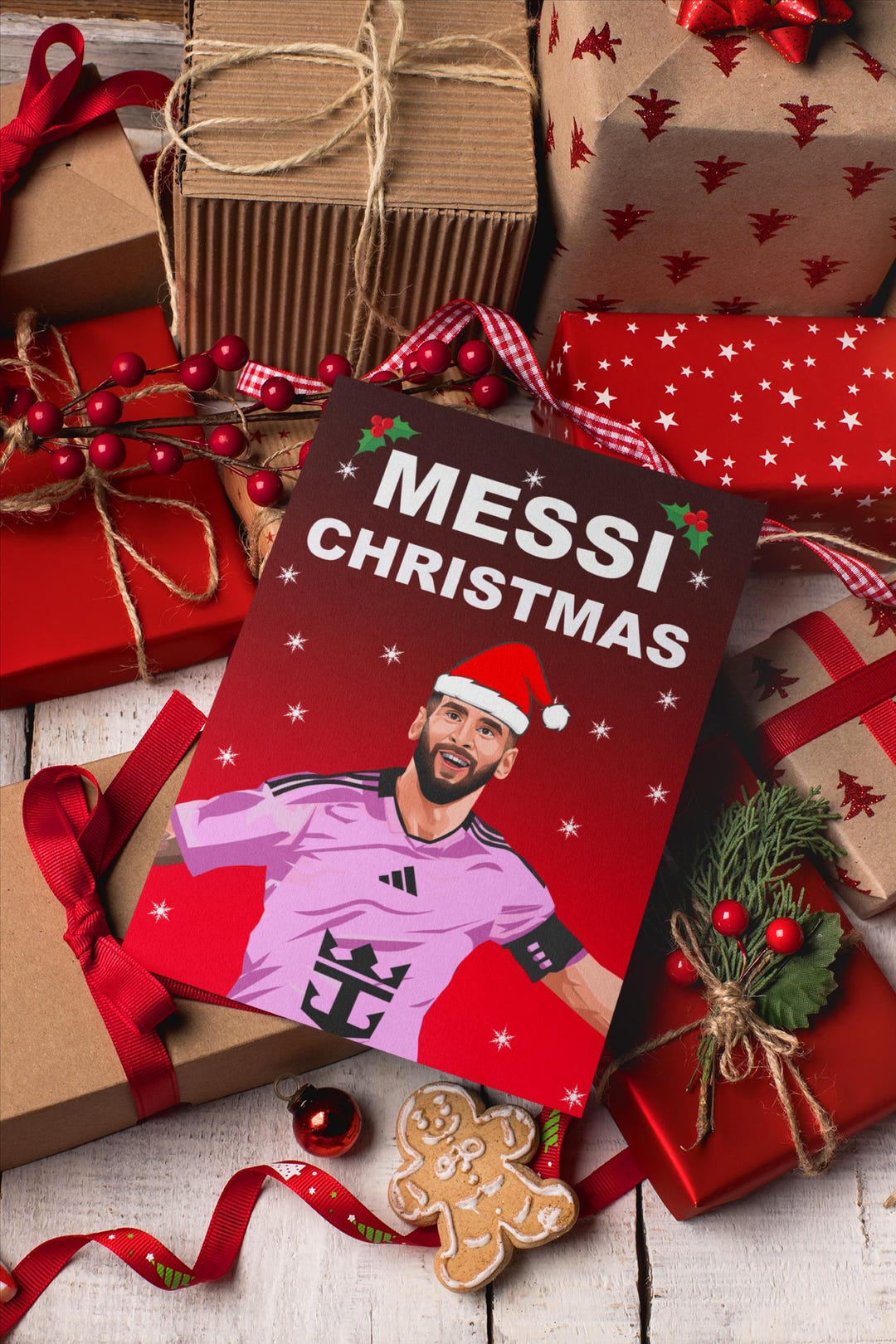 Lionel Messi Christmas Card, Inter Miami, Argentina, Football Xmas Card ...