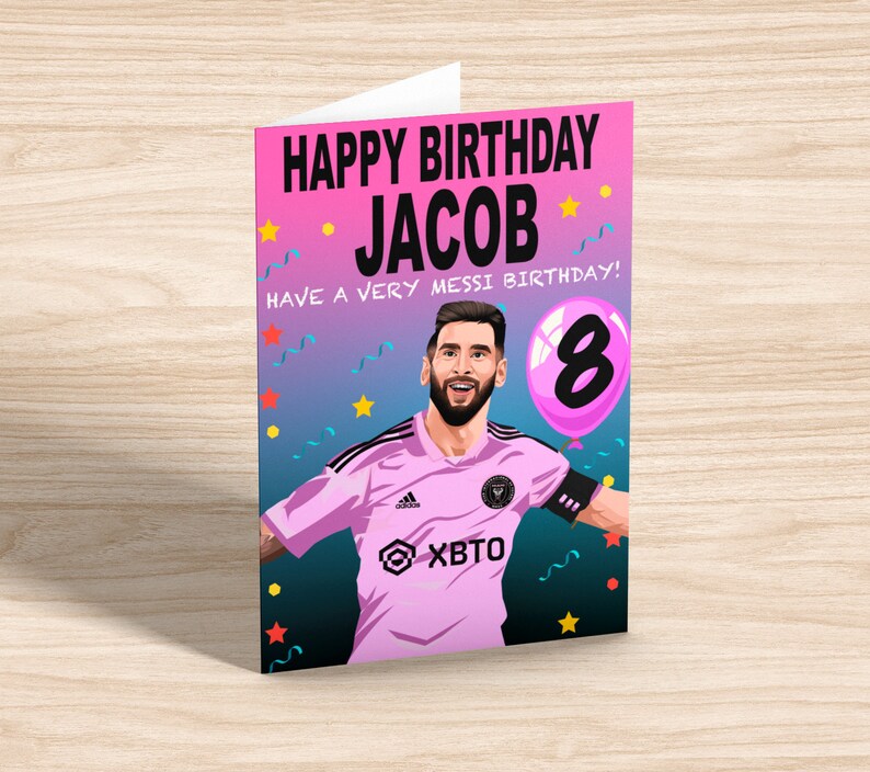 Lionel Messi Inter Miami Birthday Card Any Age Personalised - Etsy