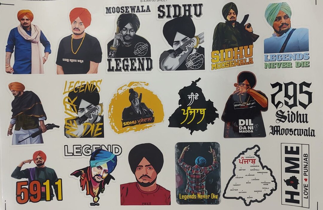 Sidhu Moosewala Punjabi Sikh Stickers Sheet Waterproof, Durable Custom ...