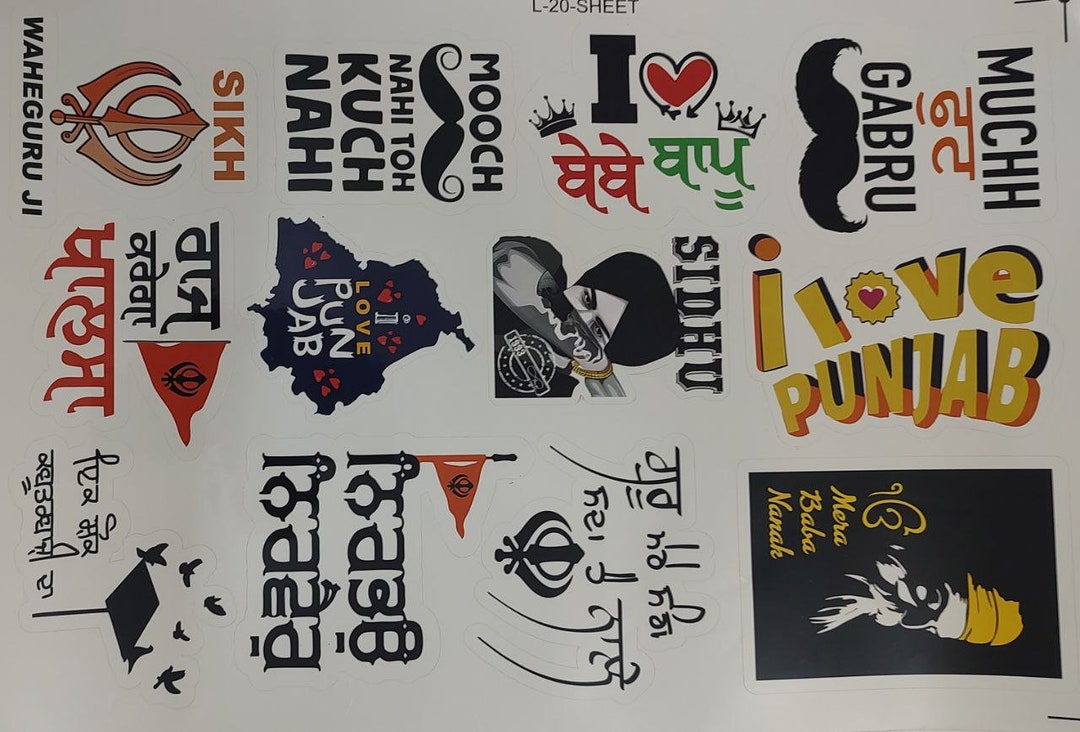 PUNJABI STICKERS, Punjabi Sikh Stickers Sheet Waterproof, Durable ...