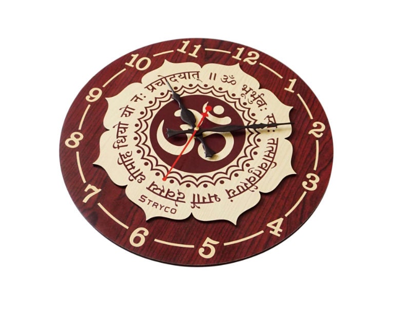 Om Namah Shivaya Wooden Clock, PANCHAKSHARA Mantra Wood Clock,hindu ...