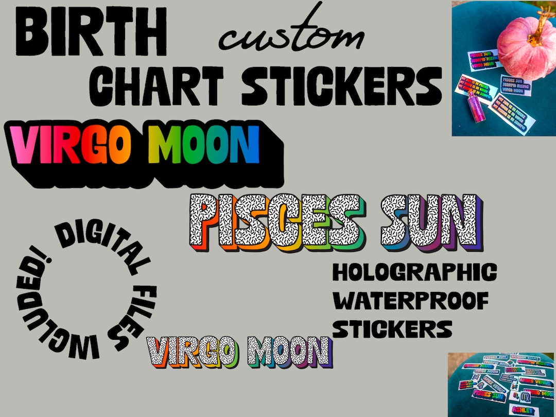 Custom Birth Chart Stickers holographic, Waterproof, Astrology Gift for ...