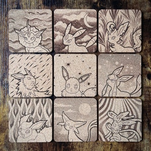Custom Cork - Eeveelution Pokémon Coasters - Etsy