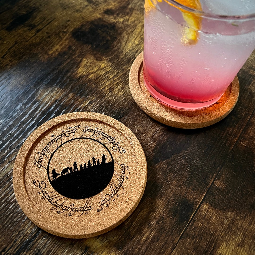 Custom Cork or Slate - LOTR Coasters - Lord of the Rings - Etsy