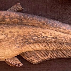 Hand Carved Linden Wood Fish: Rustic Wall Art - Etsy