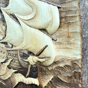 Wood Carved Ship Picture - Wall Decoration - Perfect Gift - Etsy