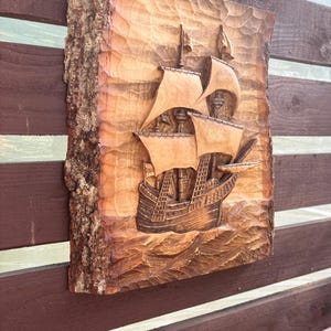 Wood Carved Ship Picture - Wall Decoration - Perfect Gift - Etsy