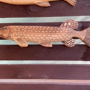 Hand Carved Linden Wood Fish: Rustic Wall Art - Etsy