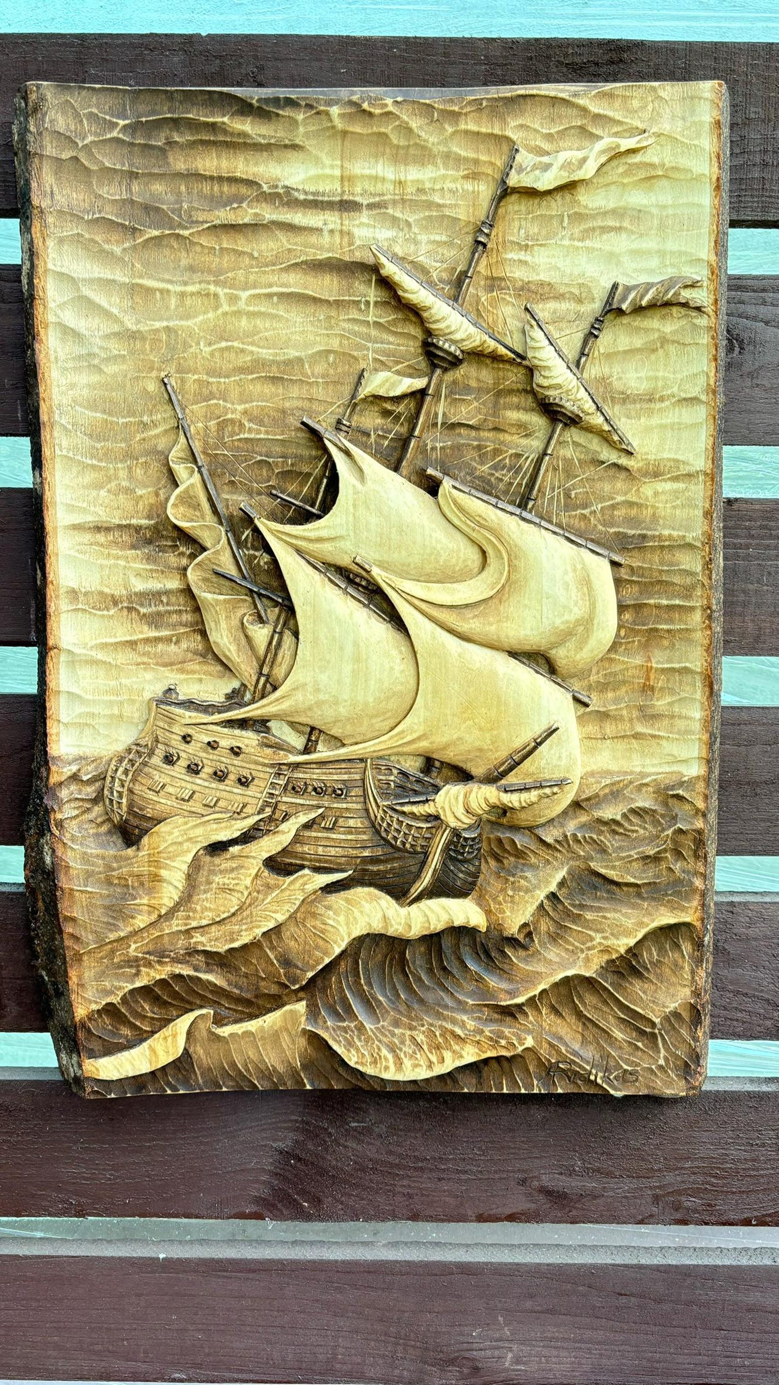 Wood Carved Ship Picture - Wall Decoration - Perfect Gift - Etsy
