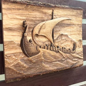 Wood Carved Ship Picture - Wall Decoration - Perfect Gift - Etsy