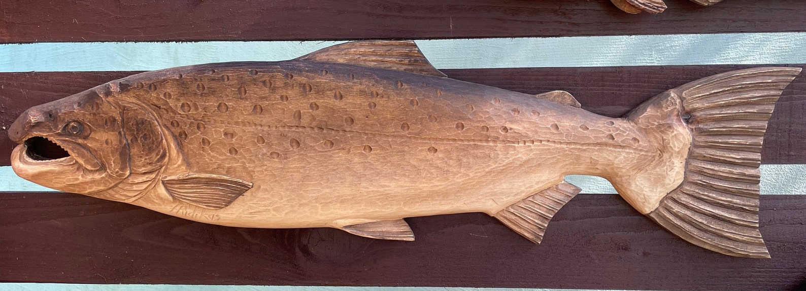 Hand Carved Linden Wood Fish: Rustic Wall Art - Etsy