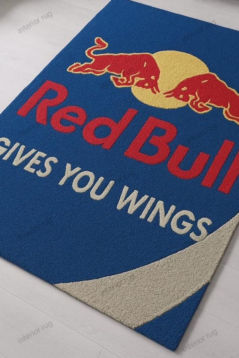 Red Bull Logo Carpet Durable Custom Rug Gives You Wings Gaming Floor ...