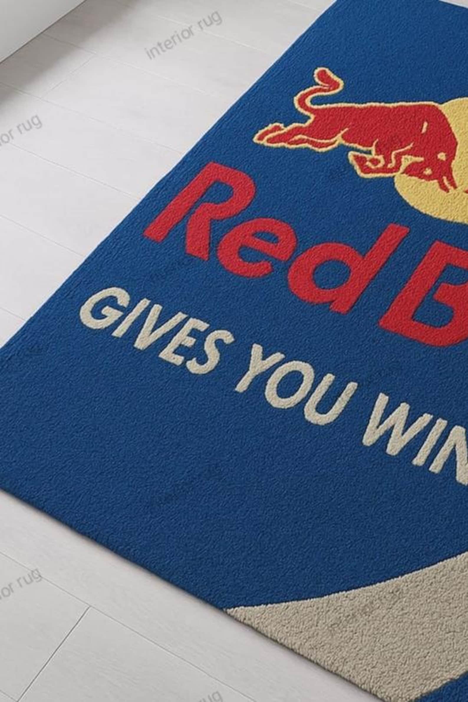 Red Bull Logo Carpet Durable Custom Rug Gives You Wings Gaming Floor ...