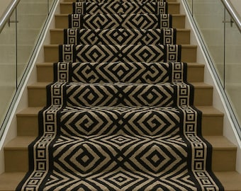 Geometric Knot Stair Runner Rug: Modern Black and White Carpet - Etsy