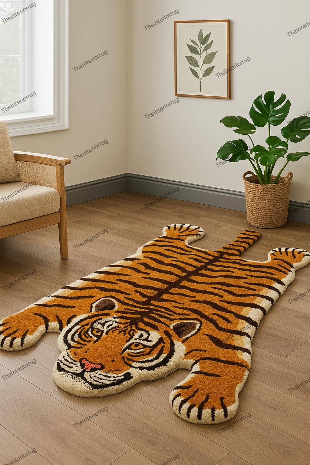 Animal Shaped Wool Rug Tiger Design – Handmade Tufted Carpet for Kids ...