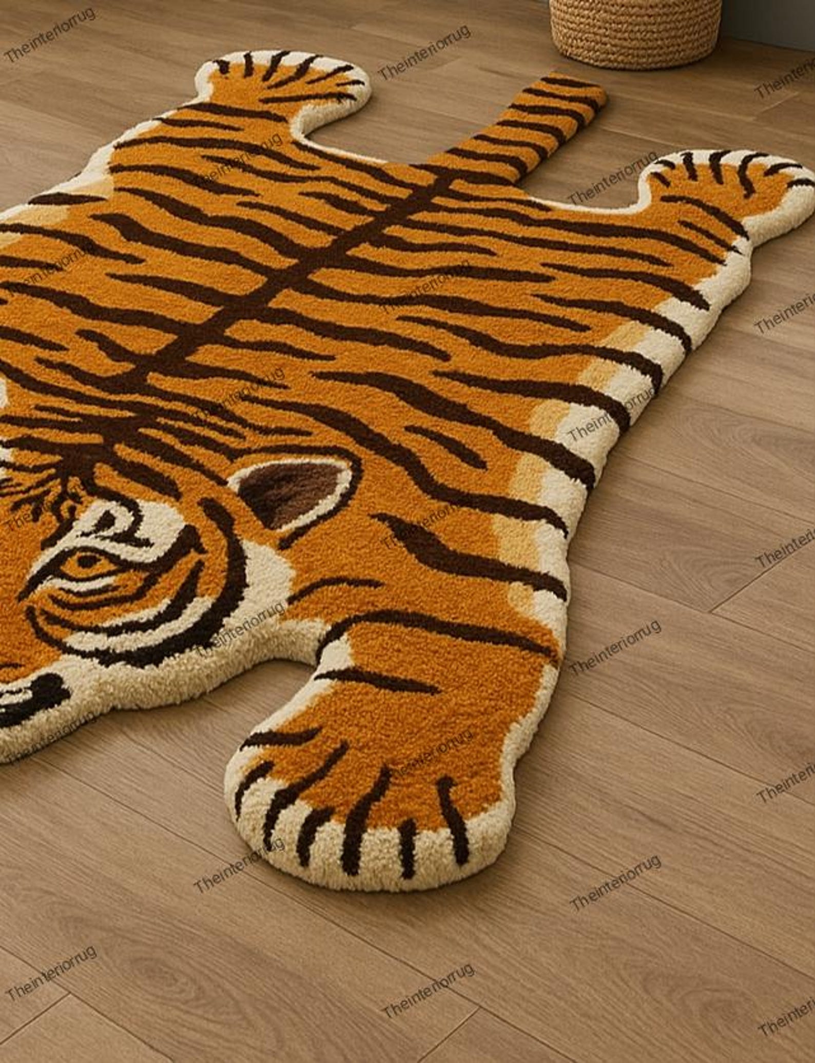 Animal Shaped Wool Rug Tiger Design – Handmade Tufted Carpet for Kids ...