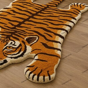 Animal Shaped Wool Rug Tiger Design – Handmade Tufted Carpet for Kids ...