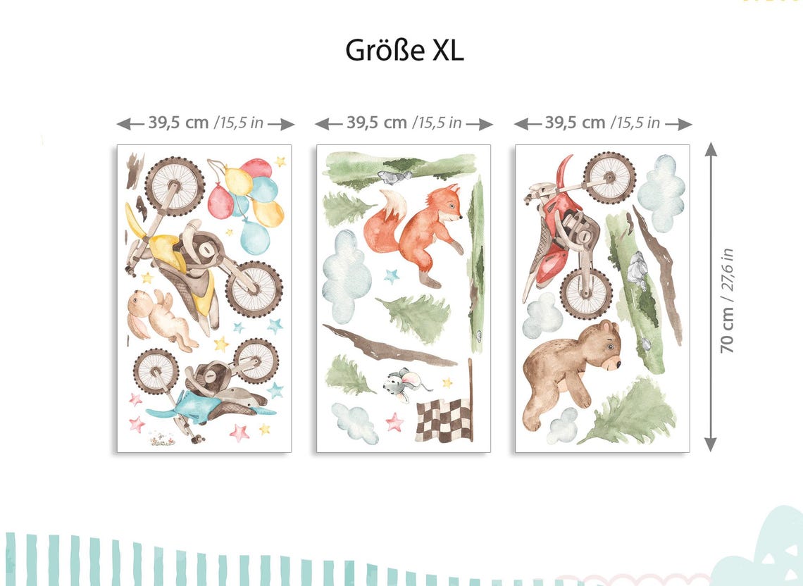 Motorcycle Wall Sticker Set, Children's Room Wall Decal, Dirt Bike ...
