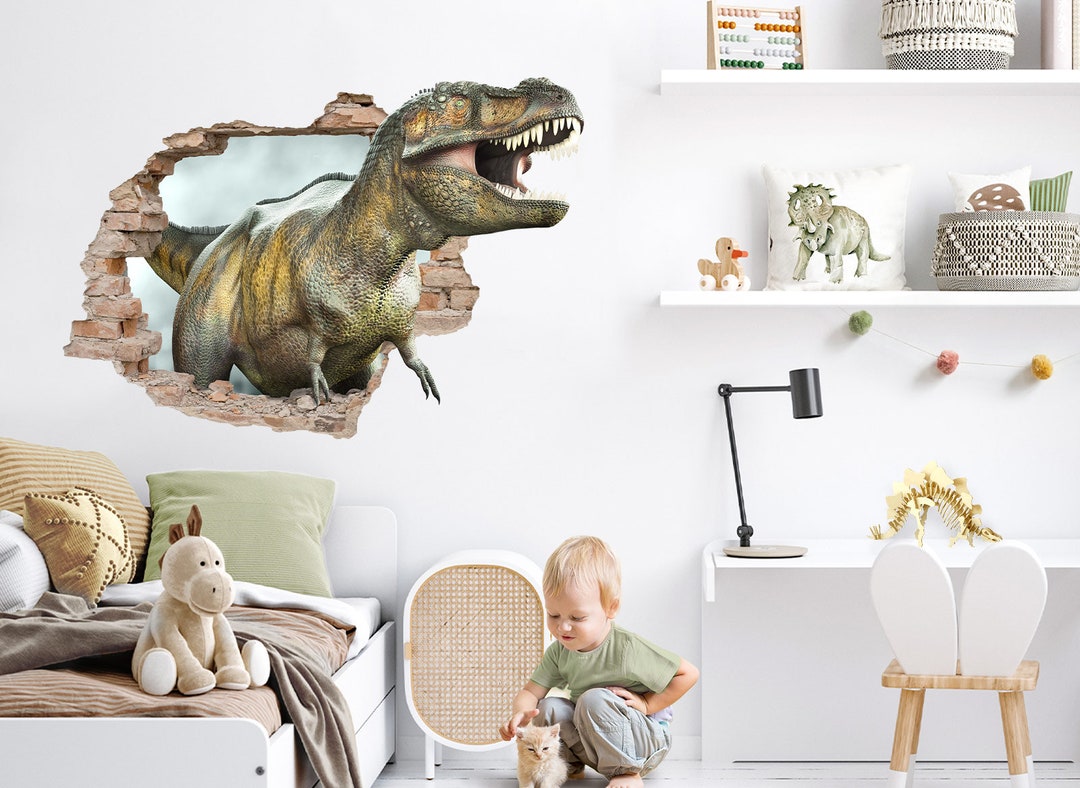 3D Effect Dinosaur Wall Sticker for Children's Room Dino Wall Sticker T ...